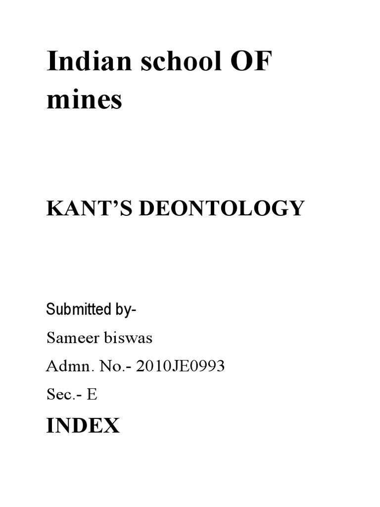 Kant's Deontology Explained | PDF | Immanuel Kant | Applied Ethics