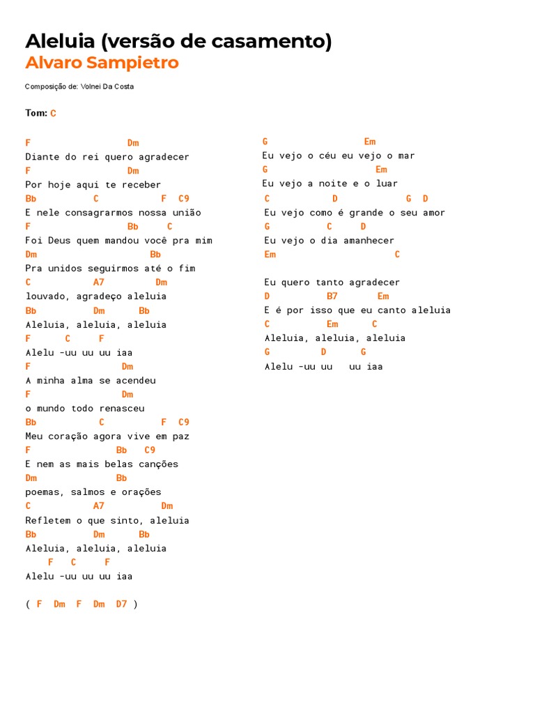 Letra de Aleluia para Casamento | PDF