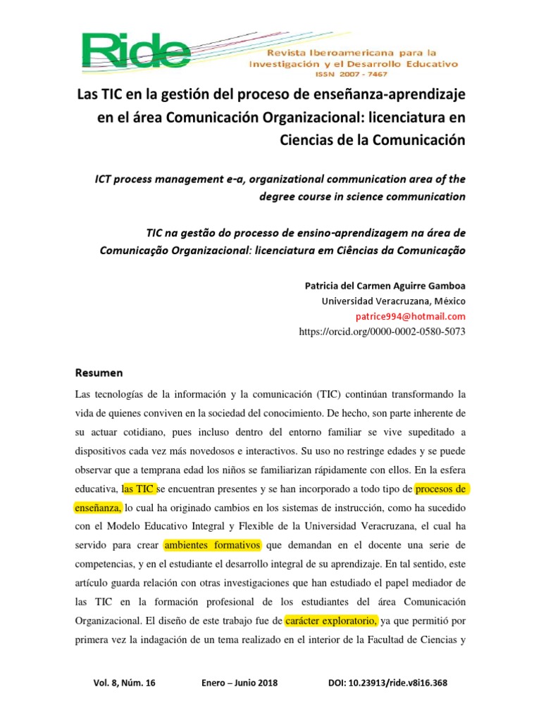 2018 Aguirre Las Tic En La Gestión Del Proceso De Enseñanza Aprendizaje