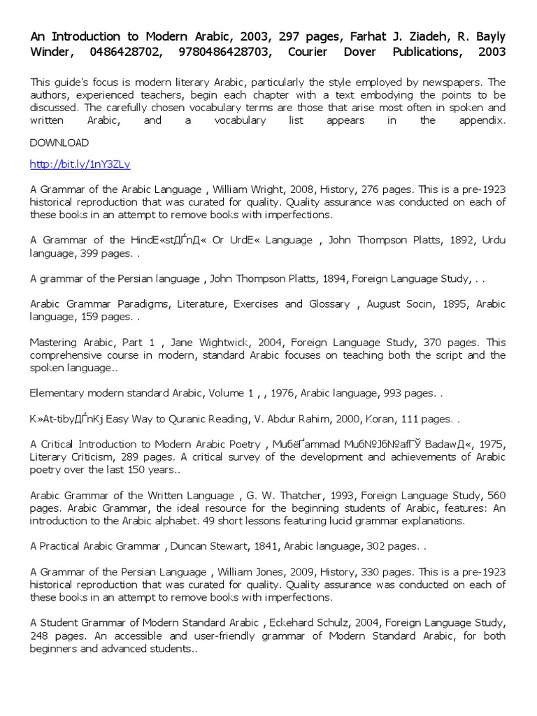 An Introduction To Modern Arabic | PDF | Arabic | Cognitive Behavioral ...