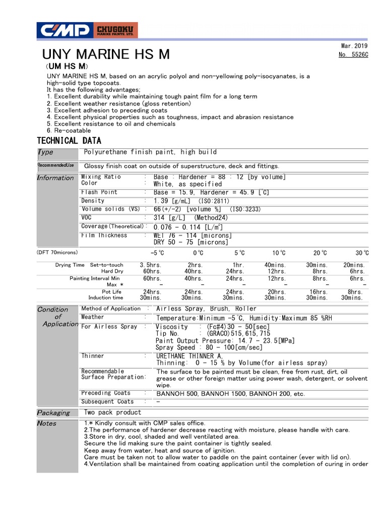 TDS MD en 5526C Uny Marine HS M | PDF | Paint | Epoxy