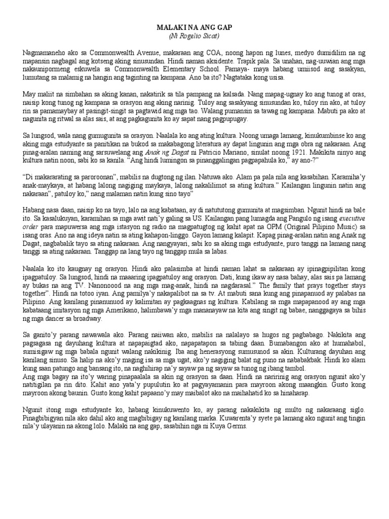 Malaki Na Ang Gap | PDF