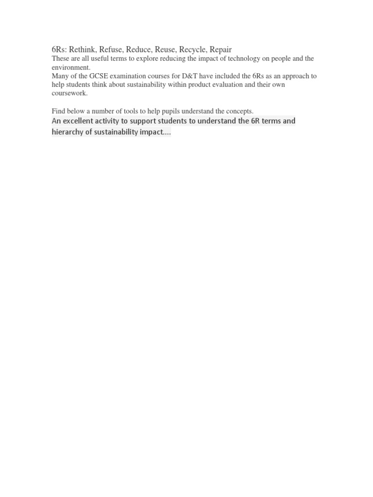 WHAT IS 6Rs | PDF | Sustainability | Reuse