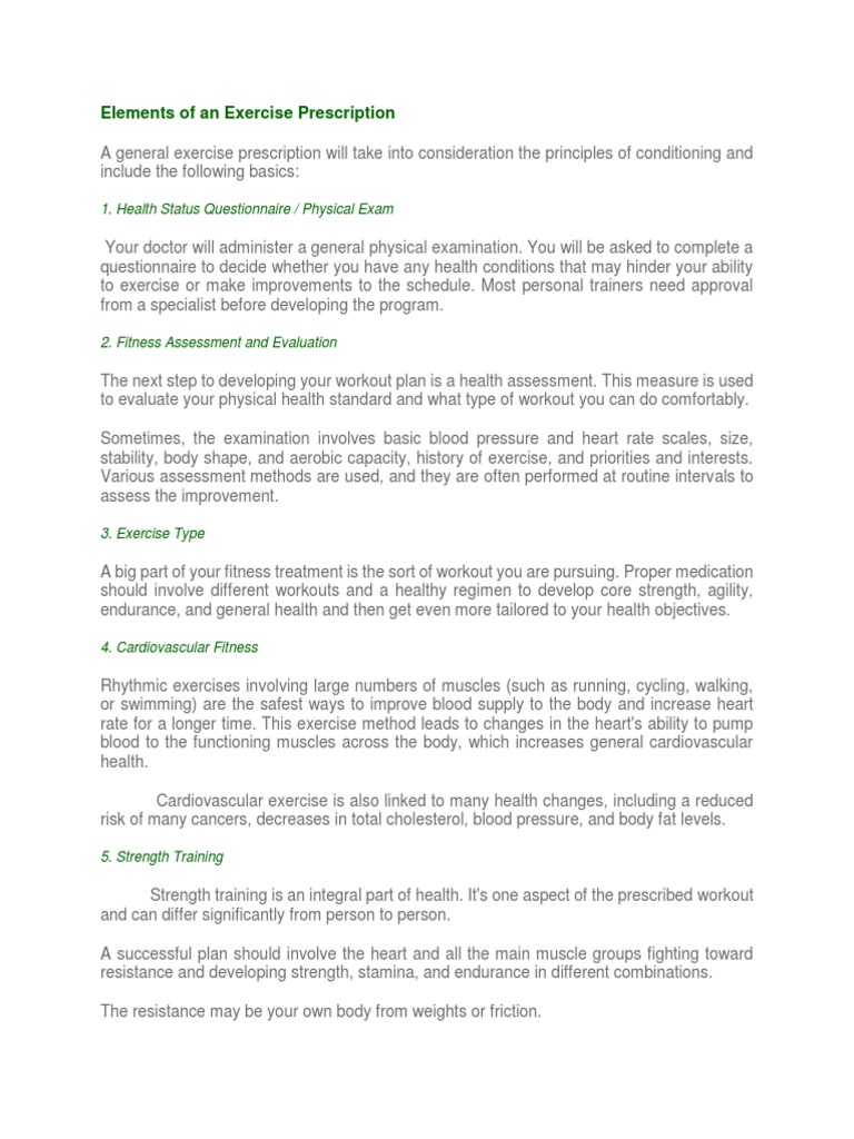 Elements of An Exercise Prescription | PDF | Physical Fitness ...