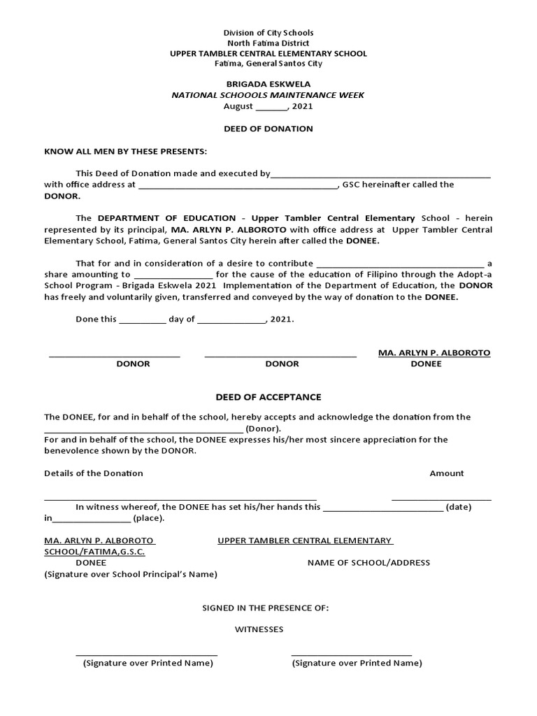 Deed of Donationand Acceptance1 | PDF