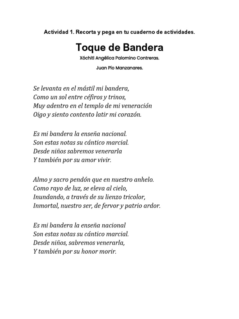 Letra de Toque de Bandera | PDF