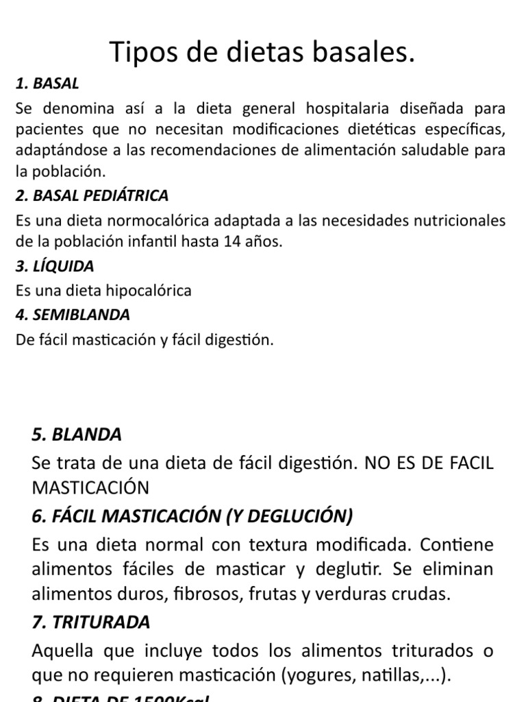 Tipos de Dietas Basales | PDF