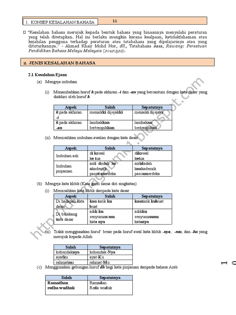 Nota Analisis Kesalahan Bahasa | PDF