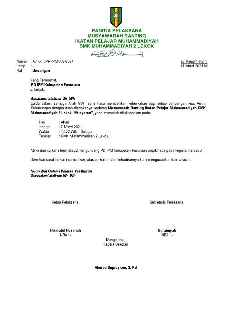 Surat Undangan PD IPM | PDF