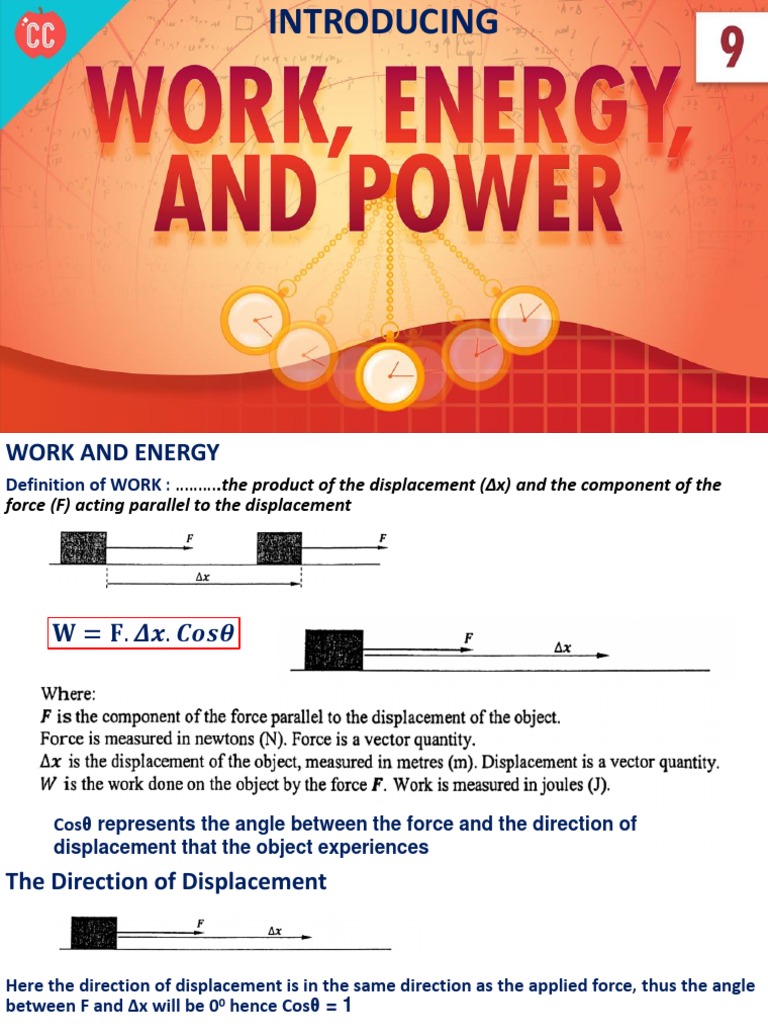 Work and Energy Concepts Explained | PDF | Force | Temporal Rates