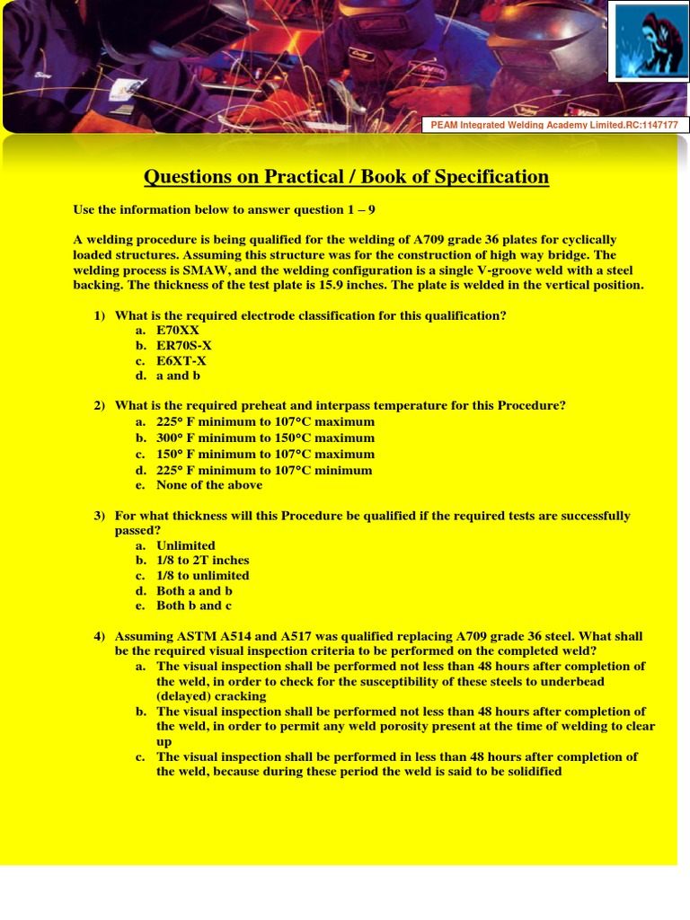 Aws Cwi Part B Practical Question rv0 PDF Free | PDF | Welding ...