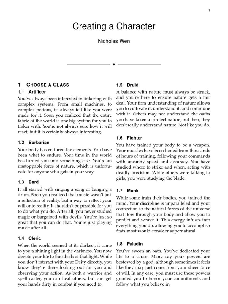 Creating A Character | PDF