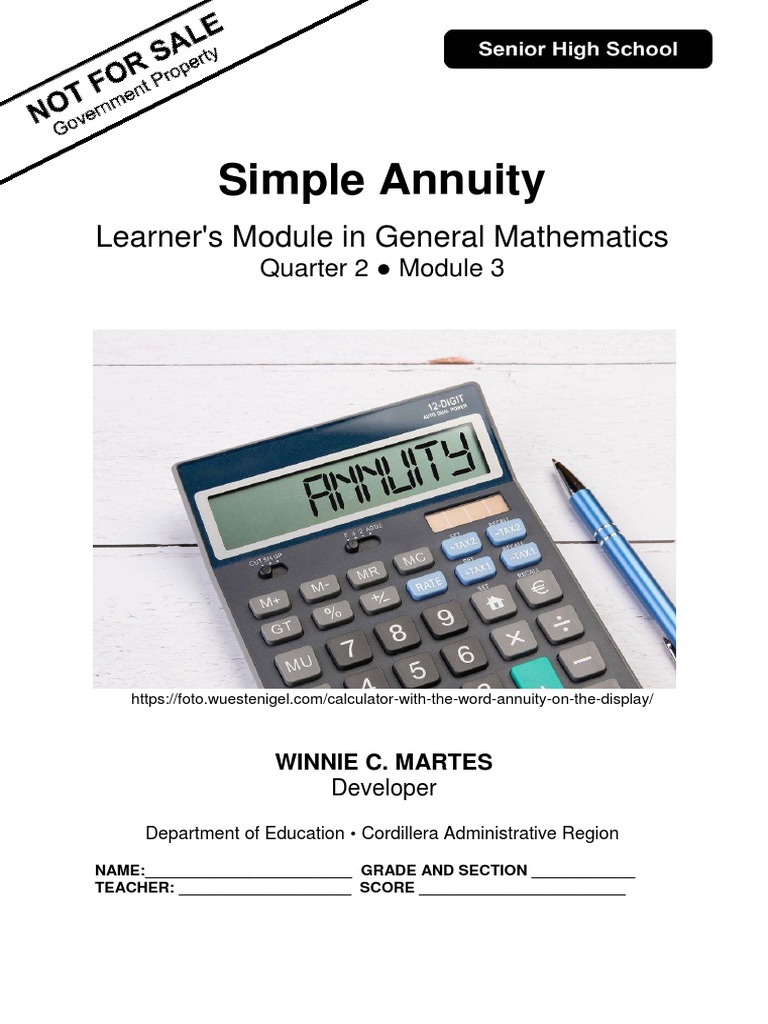Simple Annuity: Learner's Module in General Mathematics | PDF | Present ...