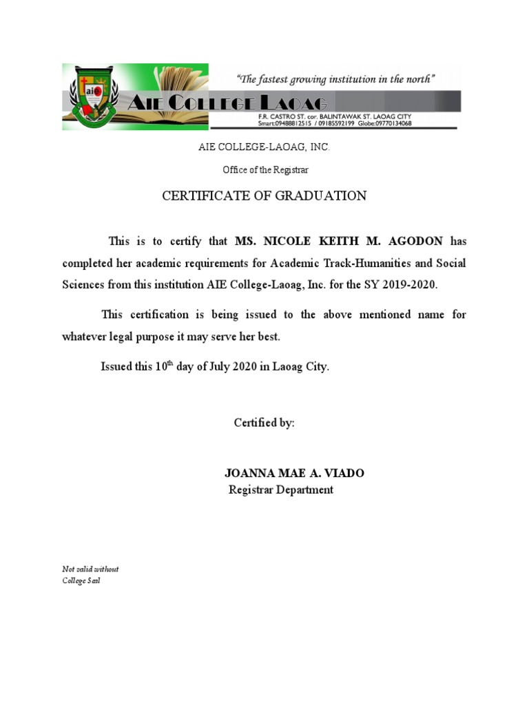 Certificate of Graduation | PDF