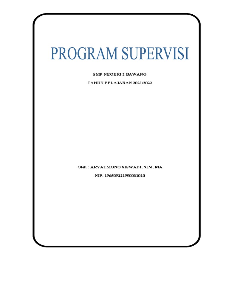 Program Supervisi SMP 2 Bawang 2017-2018 | PDF