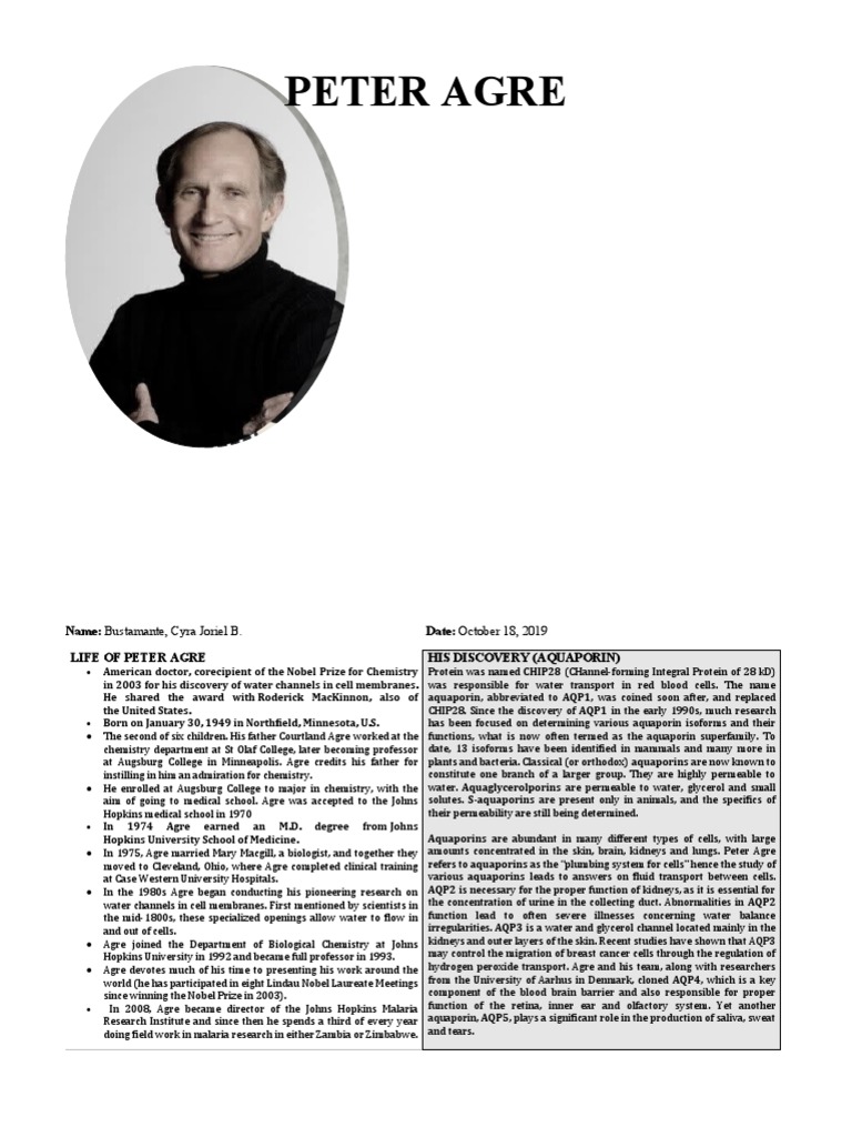 Peter Agre | PDF | Biology | Cell Biology
