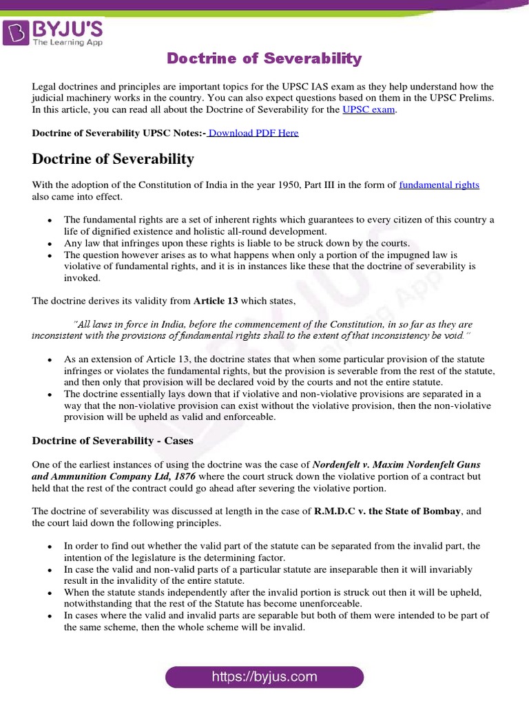 Doctrine of Severability | Download Free PDF | Judicial Review ...