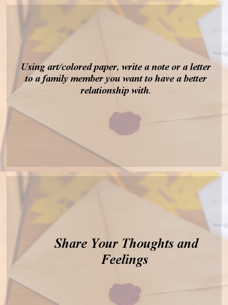 Using Art/colored Paper, Write A Note or A Letter To A Family Member ...
