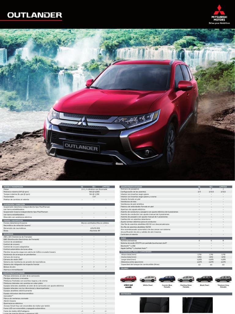 Ficha - Tecnica - OUTLANDER 21.5x28 | PDF | Vehículos con tracción delantera | Vehículo de motor