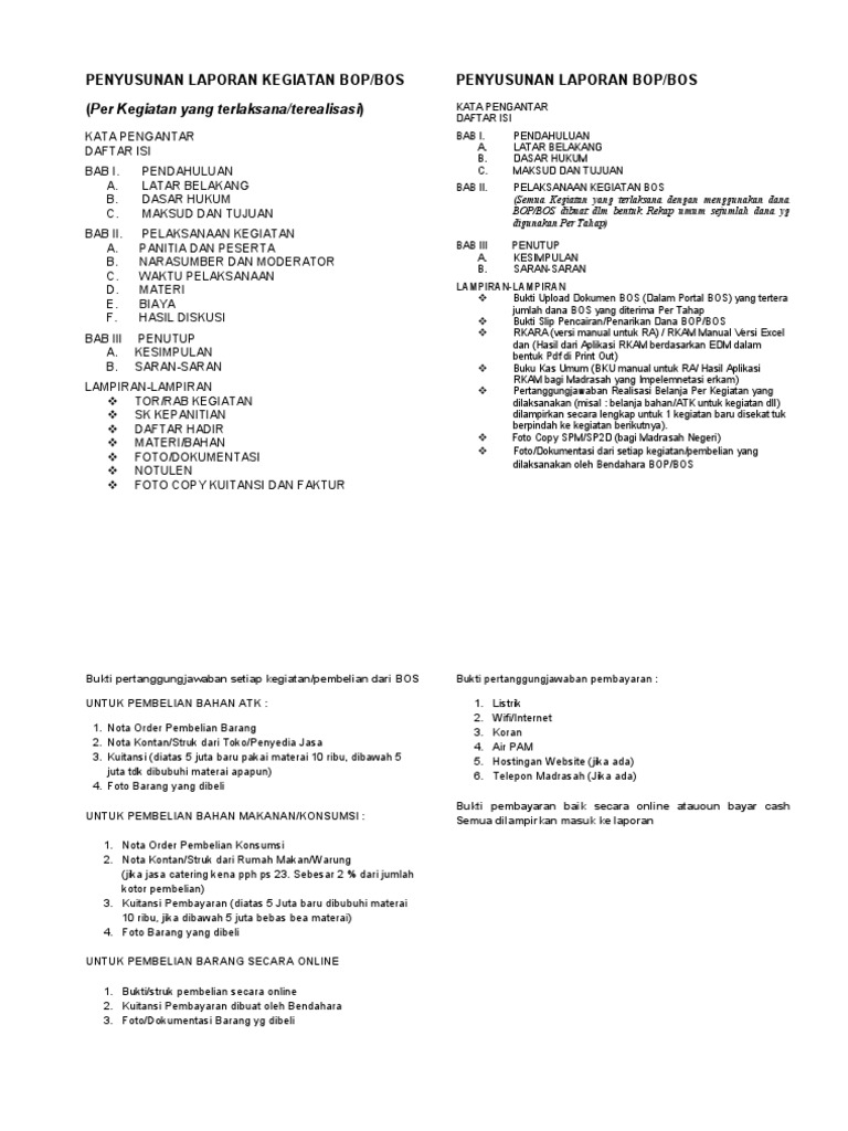 Kerangka Penyusunan Laporan Bos 2021 | PDF | Pengelolaan Keuangan & Uang | Sains & Matematika