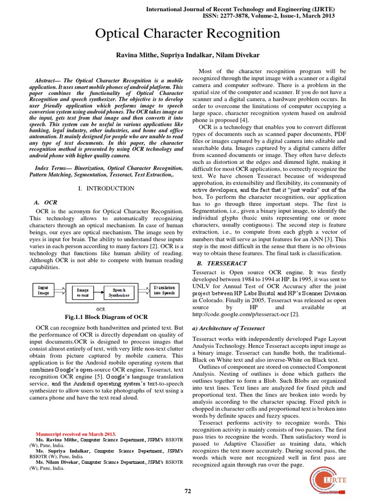 Tài liệu về OCR | PDF | Optical Character Recognition | Speech Synthesis