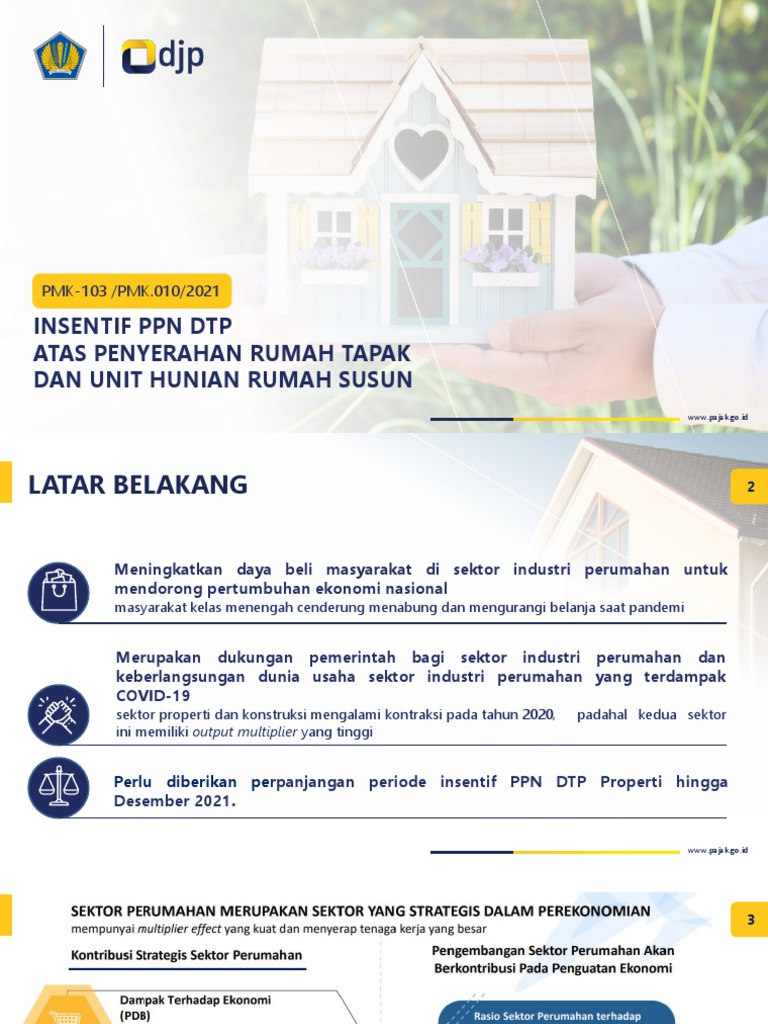 PMK-103 PMK.010 2021 Insentif PPN DTP Atas Penyerahan Rumah Tapak Dan Unit Hunian Rumah Susun | PDF