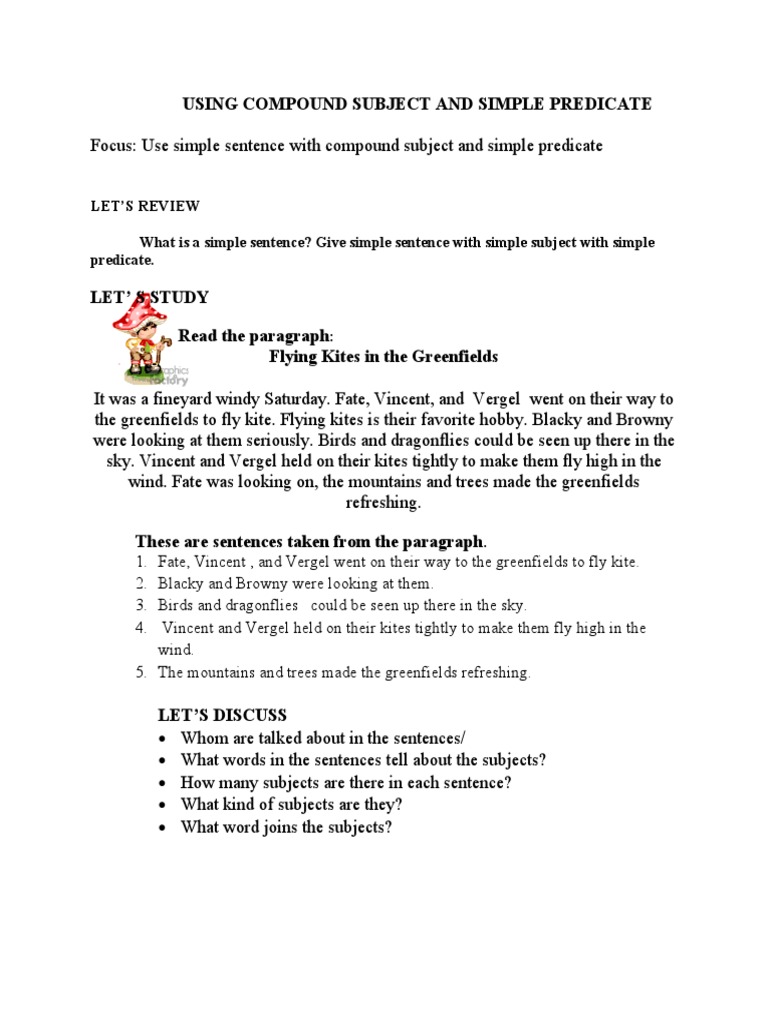 Using Compound Subject and Predicate | PDF | Flowers | Sentence ...