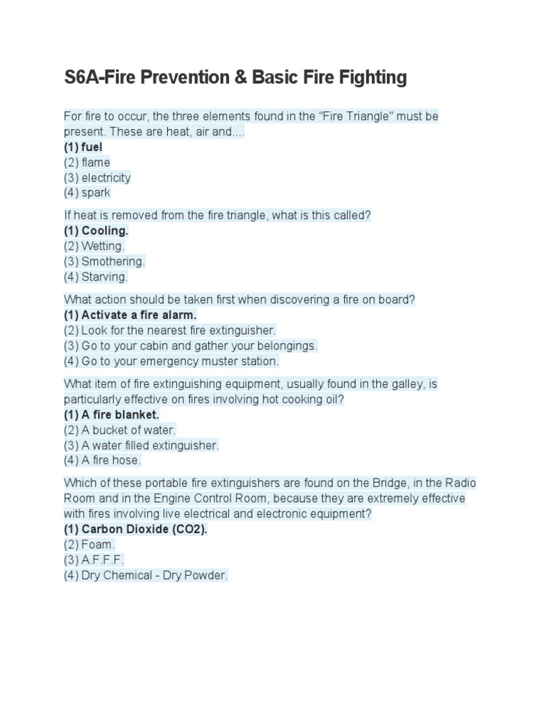 S6A Fire Prevention Basic Fire Fighting | PDF | Fires | Chemistry