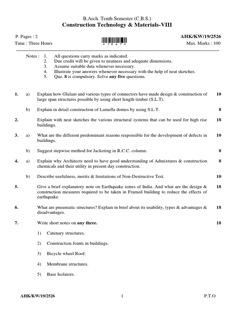 Construction Technology & Materials-VIII: B.Arch. Tenth Semester (C.B.S ...