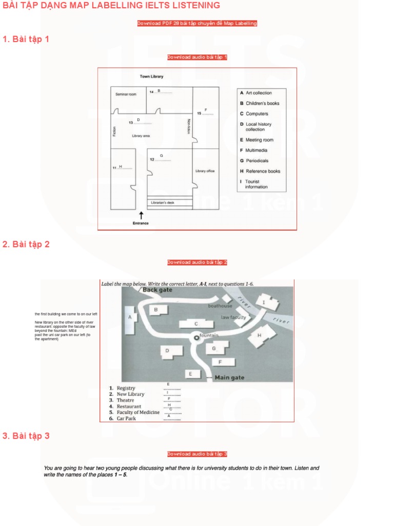 Bài Tập Dạng Map Labelling IELTS LISTENING | PDF