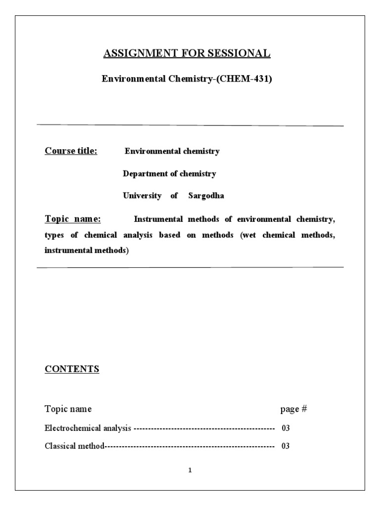 Assignment For Sessional: Environmental Chemistry - (CHEM-431) | PDF | Chemistry | Titration