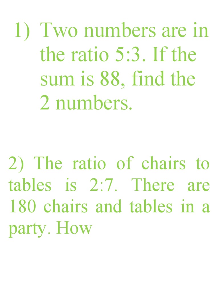 Word Problems Partitive Proportion | PDF
