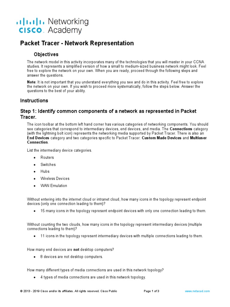 1.5.7 Packet Tracer - Network Representation | PDF | Computer Network ...