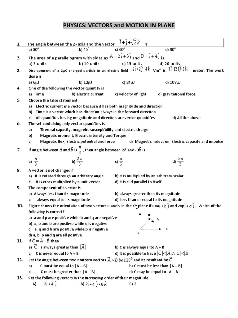 Vectors and Motion in Plane Concepts | PDF | Euclidean Vector | Motion ...