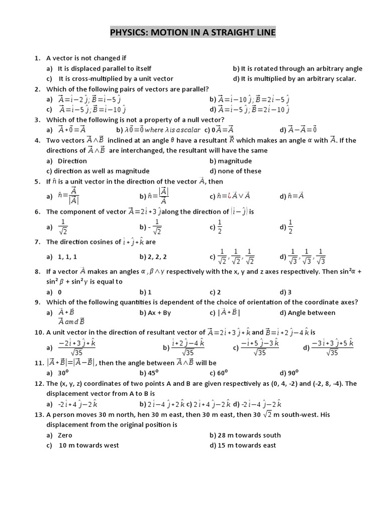 7 Physics Motion in A Straight Line | PDF | Euclidean Vector | Projectiles