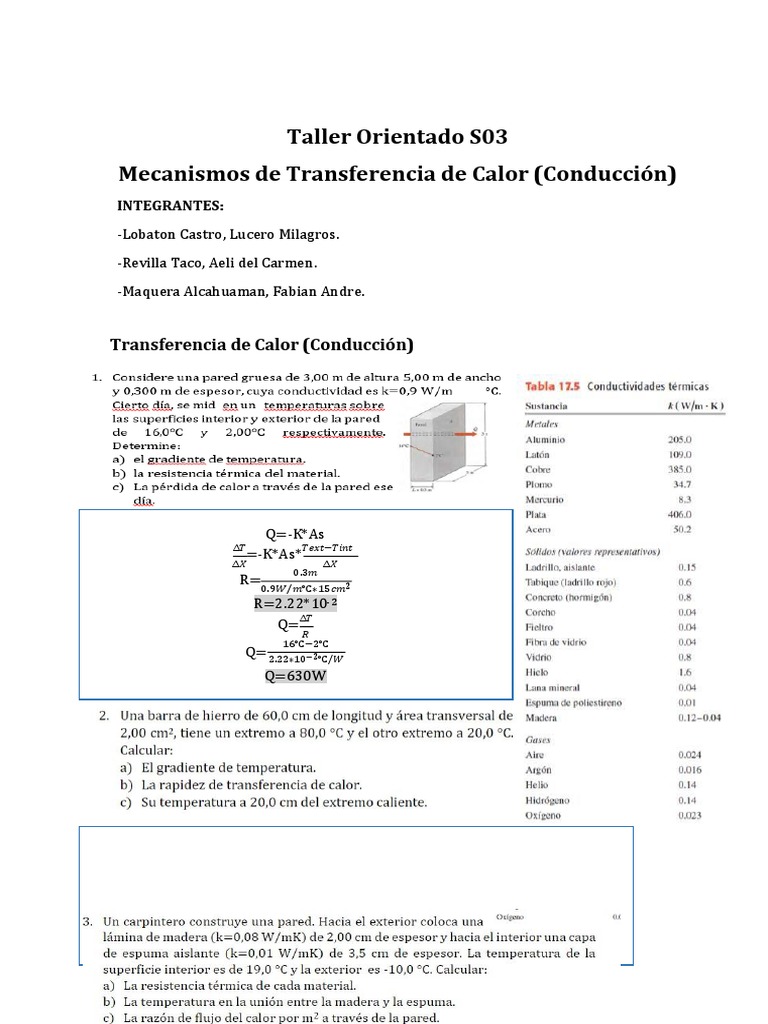 Taller 03 - Ondas y Calor 111 | PDF | Calor | Ingeniería Química