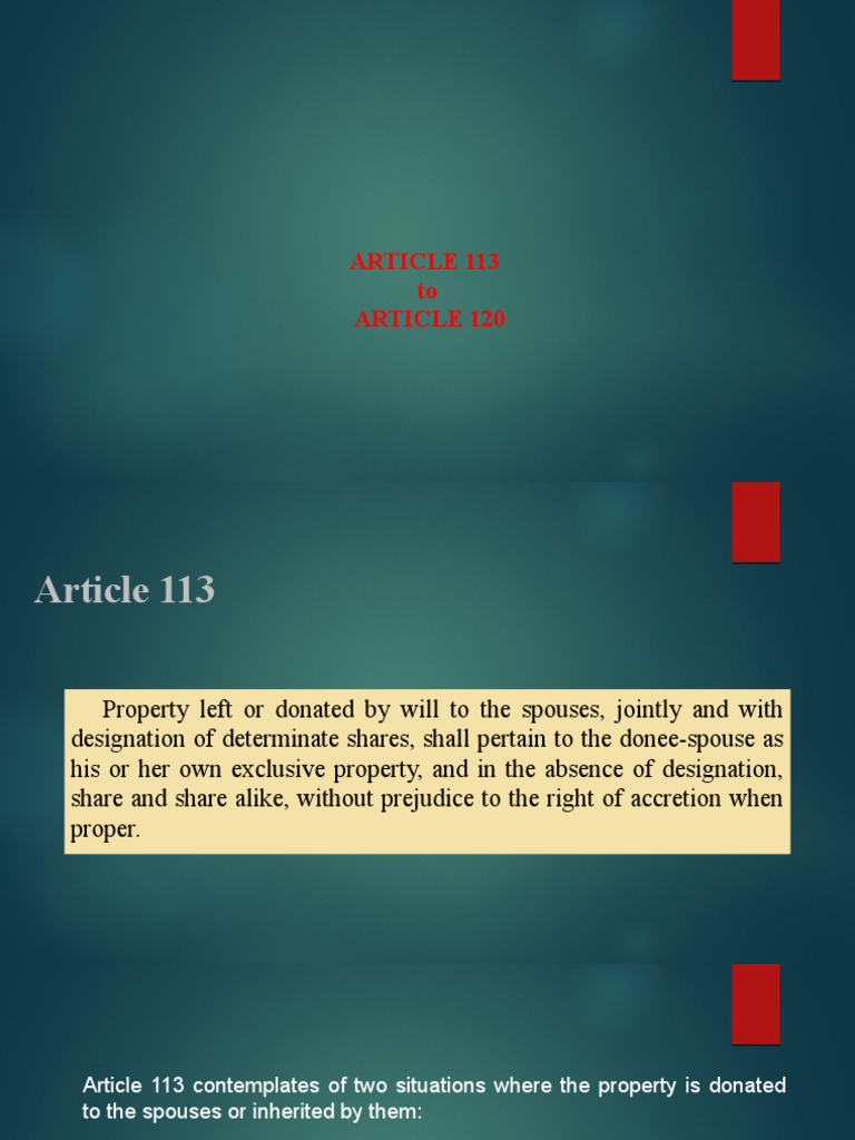 Article-113-120 Family Code | PDF | Marriage | Ownership
