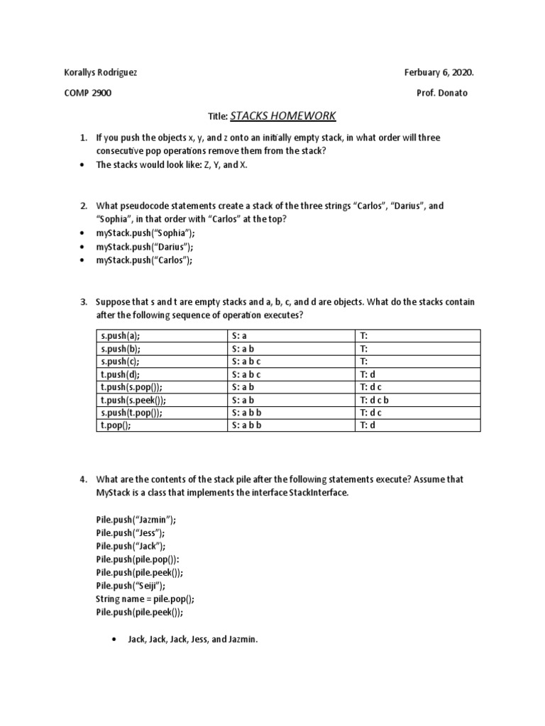 STACKS HOMEWORK | PDF