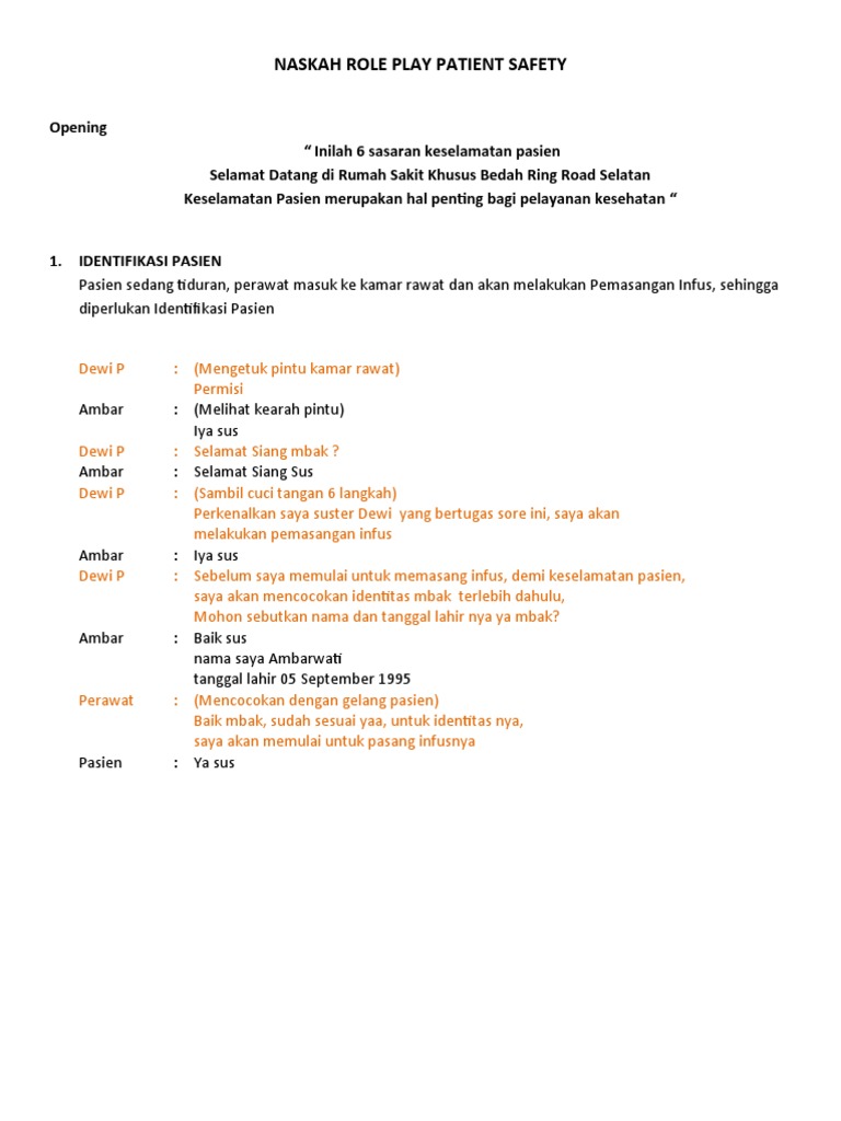 Role Play Patient Safety | PDF