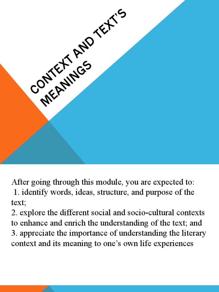 Context and Texts Meanings | PDF | Genre