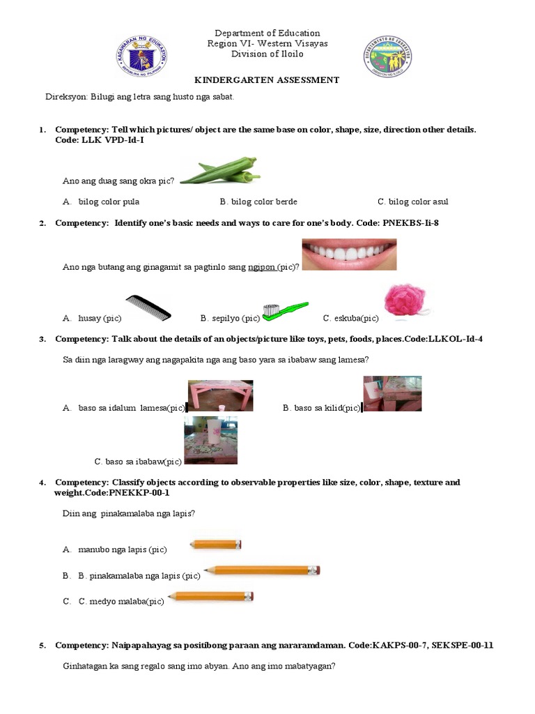 Kinder Assessment Edited | PDF
