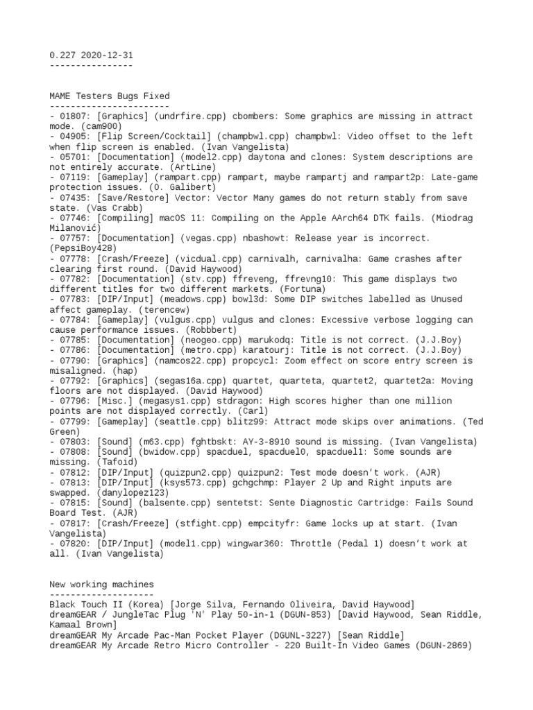 MAME Bug Fixes and New Machines | PDF | Random Access Memory | Nintendo