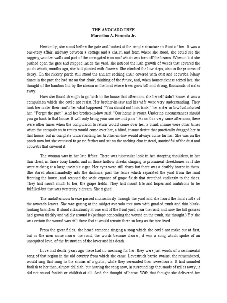 The Avocado Tree Marcelino A. Foronda JR | PDF