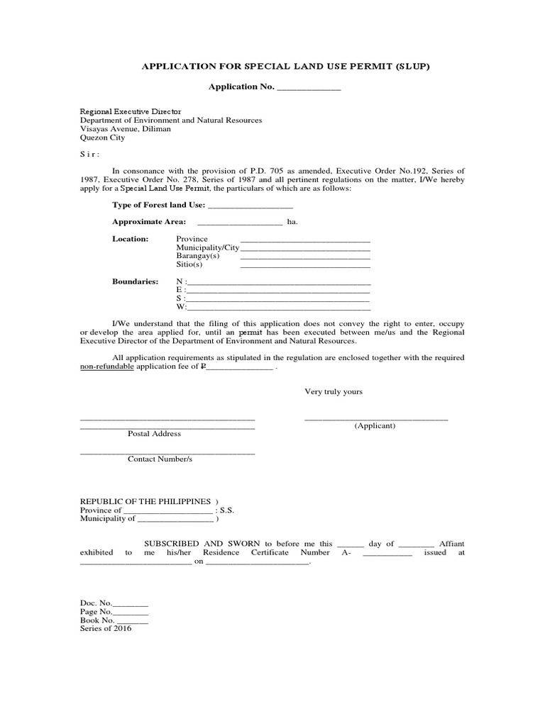 Special Land Use Permit Application | PDF | Finance & Money Management ...