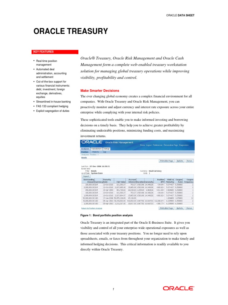 Oracle Treasury: Make Smarter Decisions | PDF | Oracle Corporation | Banks