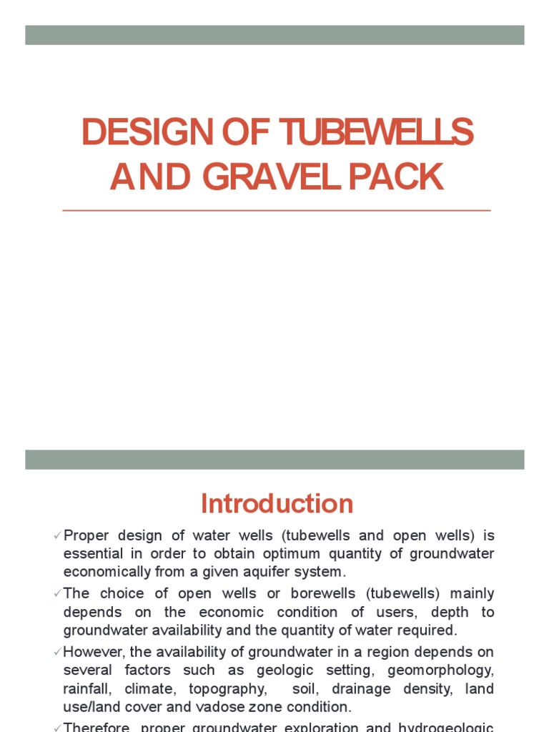 Design of Tubewells and Gravel Pack | Download Free PDF | Aquifer ...