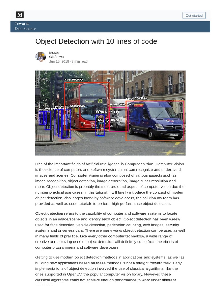 Object Detection With 10 Lines Of Code Pdf Computer Vision Programmer