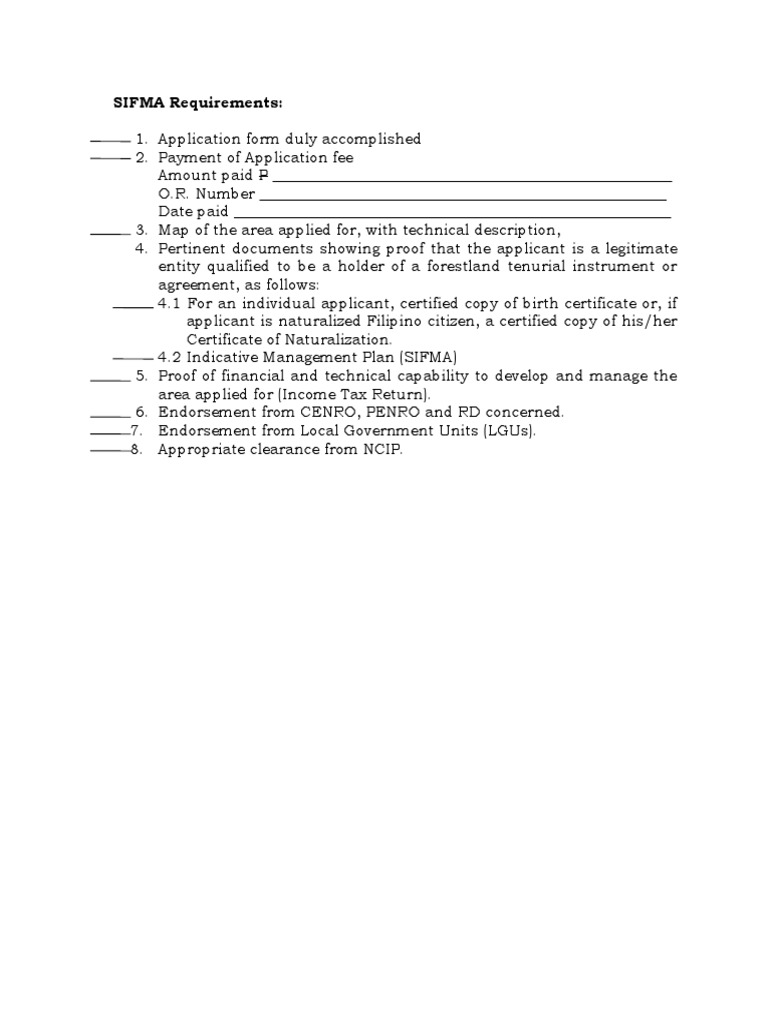 SIFMA Requirements | PDF