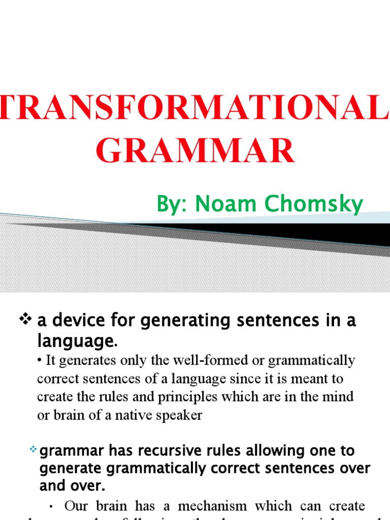 Transformational Grammar: By: Noam Chomsky | PDF | Communication ...