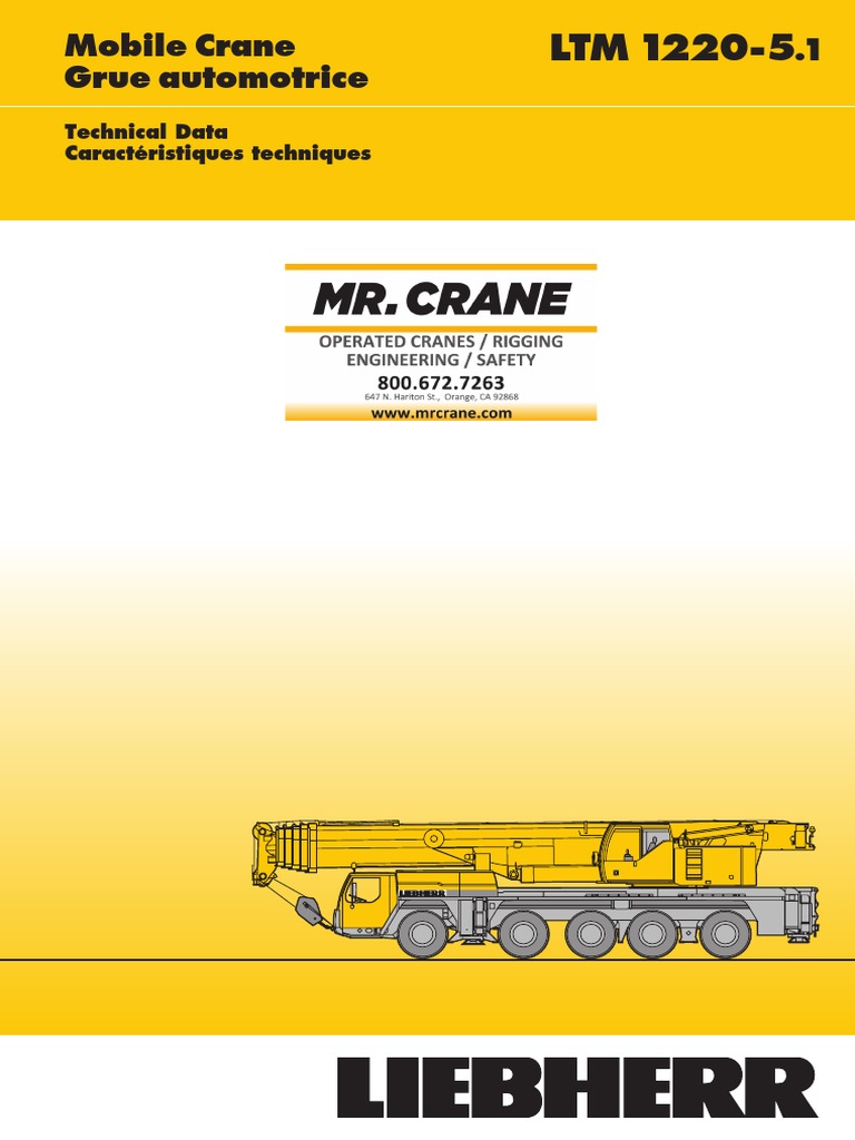 Liebherr LTM 1220-5.1 Load Chart | PDF | Crane (Machine) | Tools